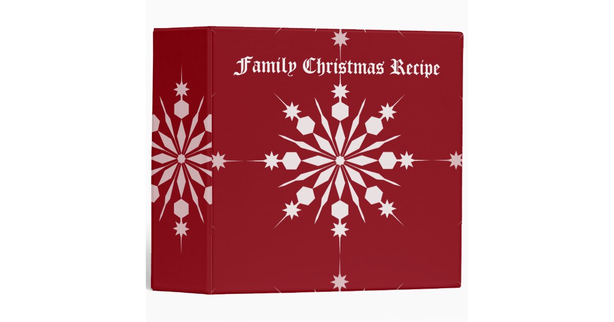 Personalized Red Snowflake Family Christmas Recipe Binder | Zazzle