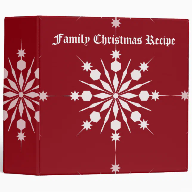 Personalized Red Snowflake Family Christmas Recipe Binder | Zazzle