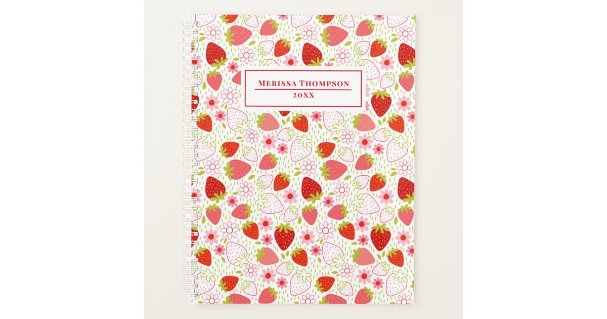 Personalized Red Strawberry Pattern Planner | Zazzle