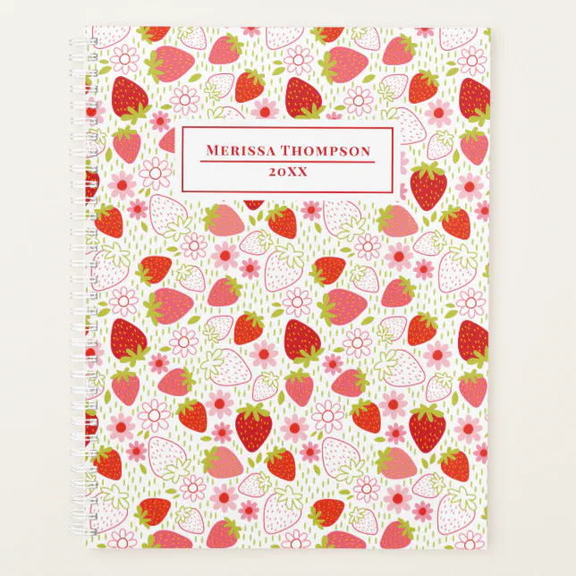 Personalized Red Strawberry Pattern Planner | Zazzle