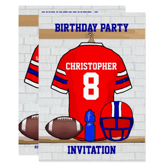 Personalized Red WB Football Jersey Birthday Party Invitation | Zazzle.com