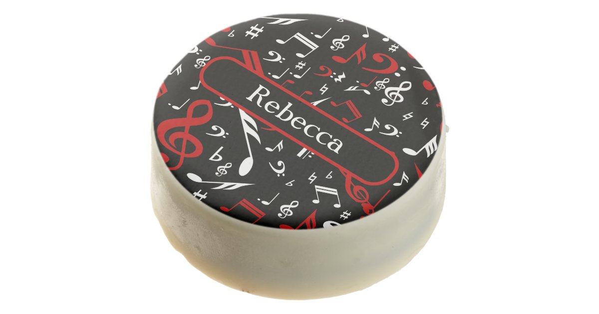 Personalized Red White and Black Musical Notes Chocolate Covered Oreo ...