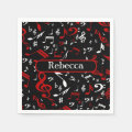 Personalized Red White and Black Musical Notes Paper Napkins | Zazzle