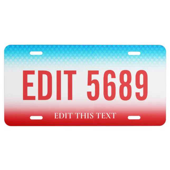 Personalized red white and blue license plate | Zazzle