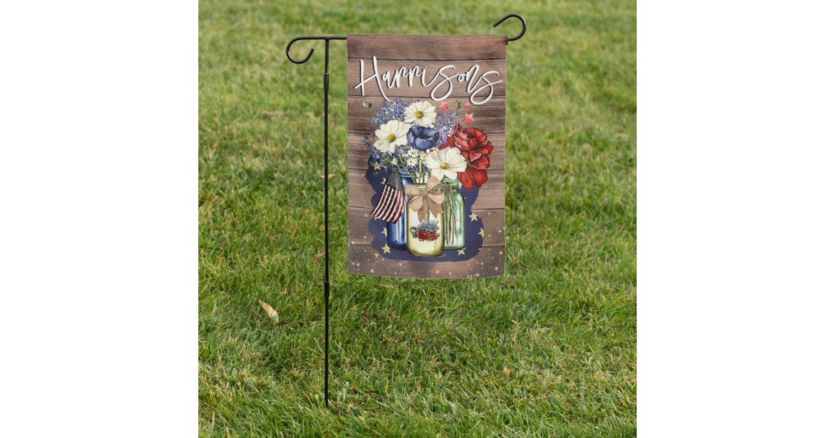 Personalized Red White & Blue Garden Flag | Zazzle
