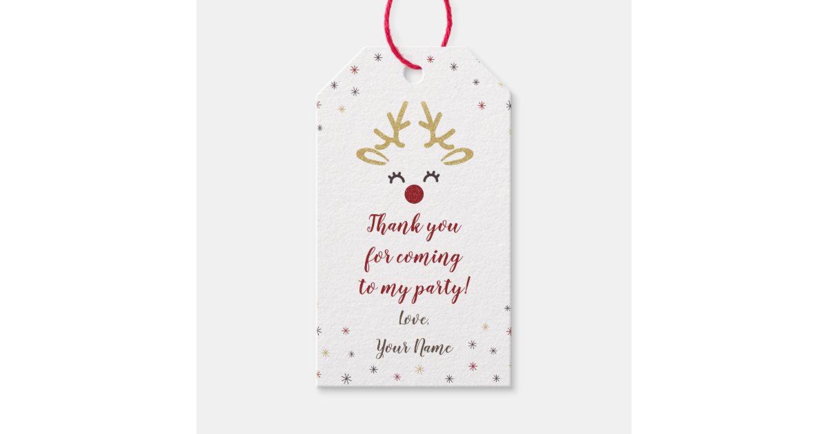 Personalized Reindeer Christmas Party Tags | Zazzle