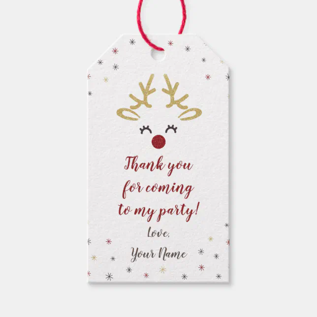Personalized Reindeer Christmas Party Tags | Zazzle