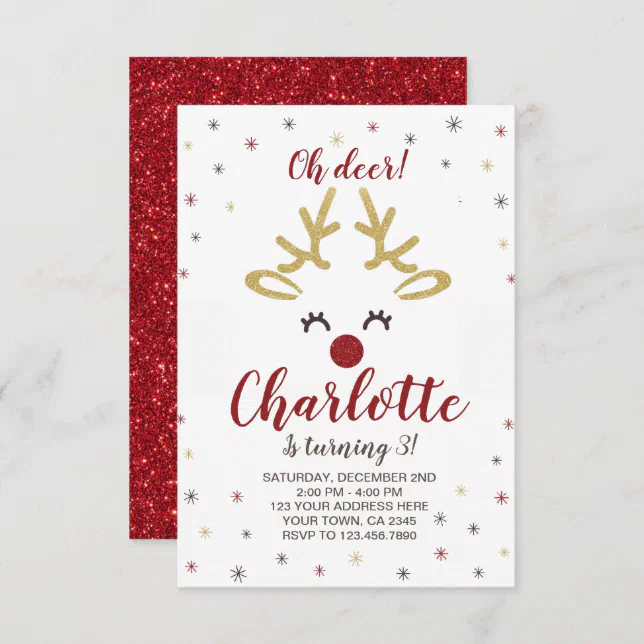 Personalized Reindeer Invitation | Zazzle