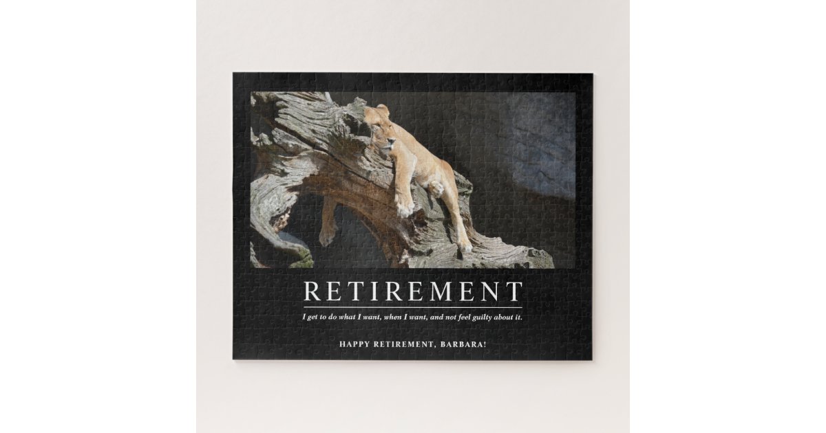 Personalized Relaxing Lioness Custom Retirement Jigsaw Puzzle | Zazzle