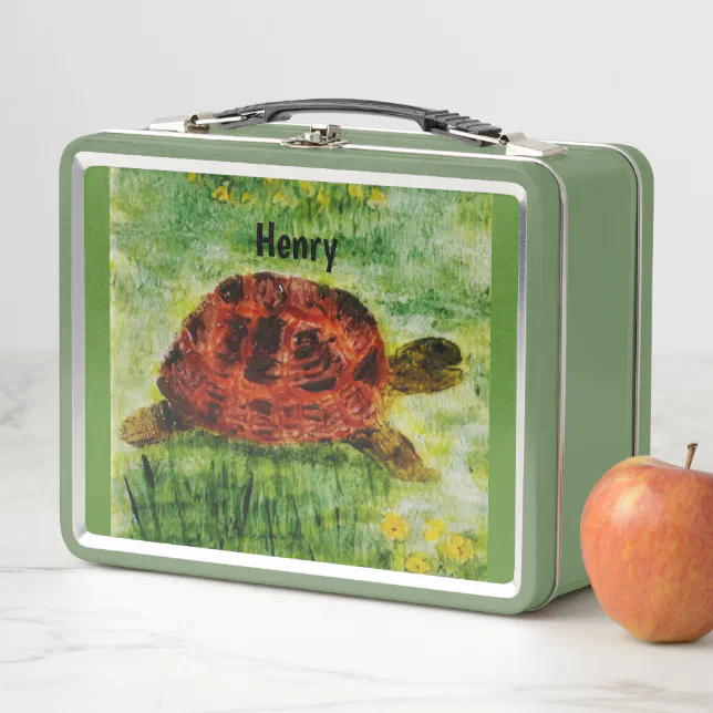 Personalized Reptile Animal Art Tortoise Metal Lunch Box | Zazzle