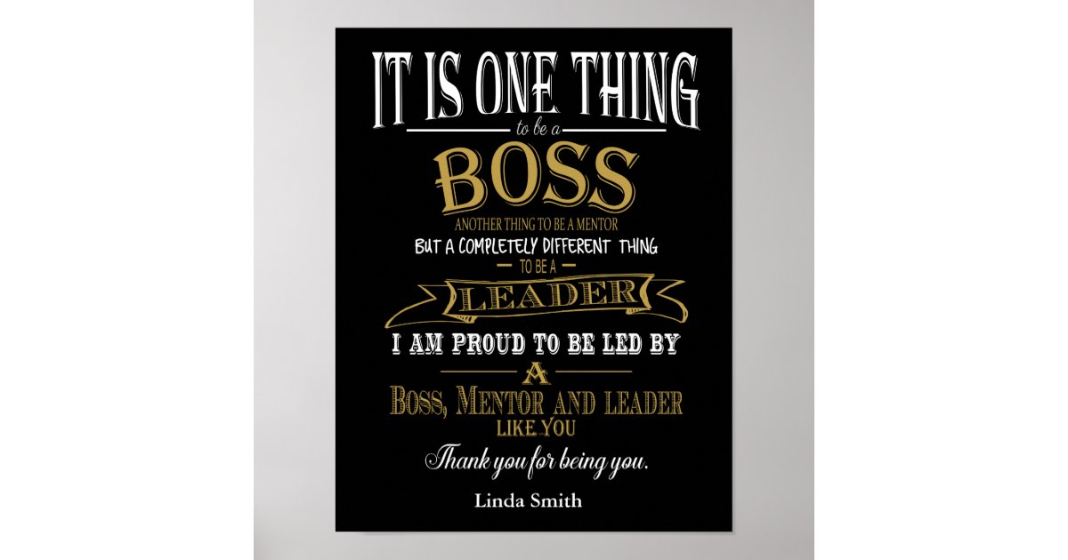 Personalized retirement Boss Day Poster print | Zazzle