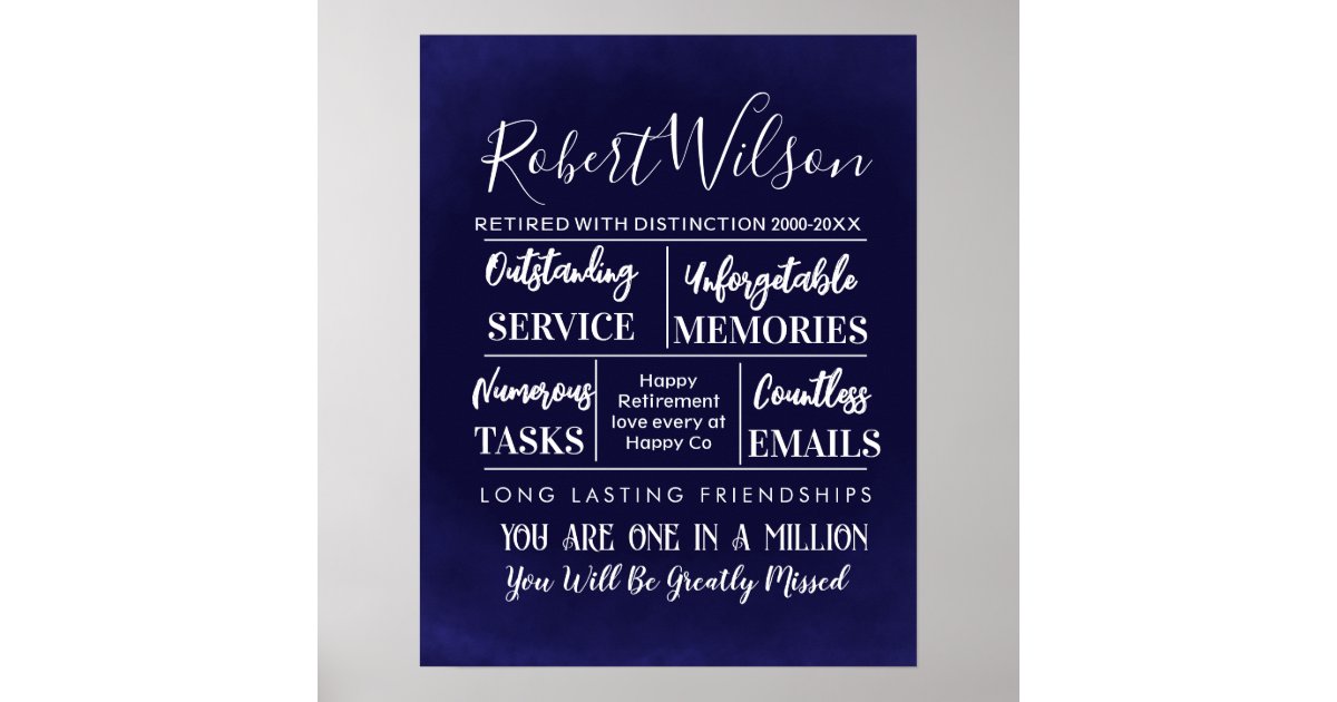 Personalized Retirement navy Poster Print | Zazzle
