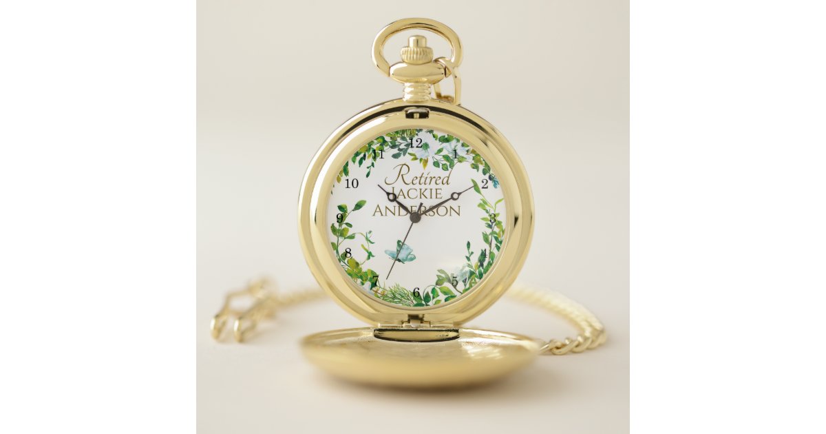 Personalized Retirement Pocket Watch Botanical | Zazzle