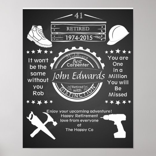 Personalized Retirement Poster man builder chippy | Zazzle.com