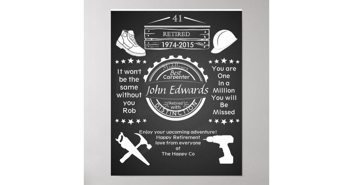 Personalized Retirement Poster man builder chippy | Zazzle
