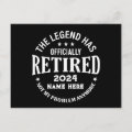 Personalized retirement The Legend has retired Postcard | Zazzle