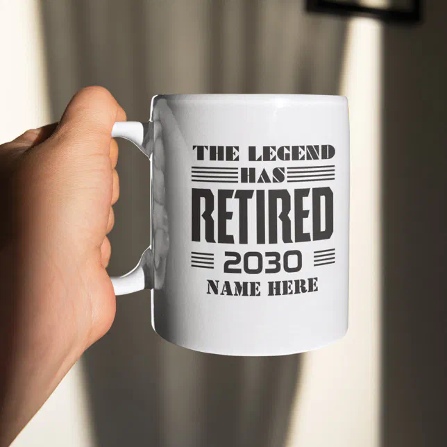 Personalized Retirement The Legend Has Retired Two-Tone Coffee Mug | Zazzle