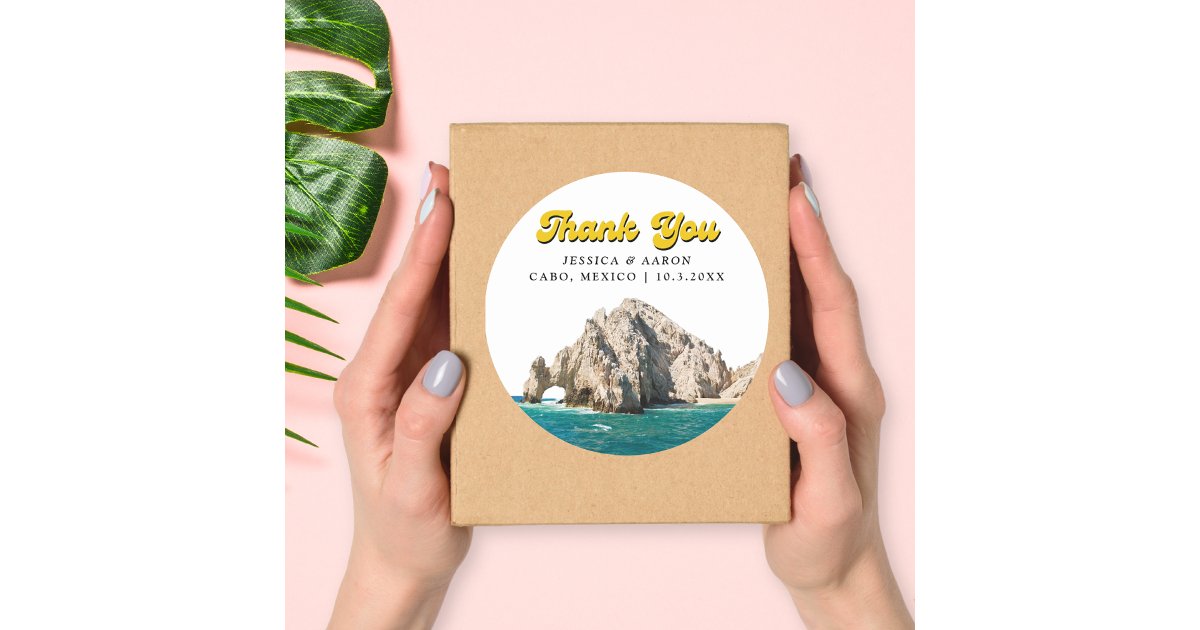 Personalized Retro Cabo Wedding Favor Stickers | Zazzle