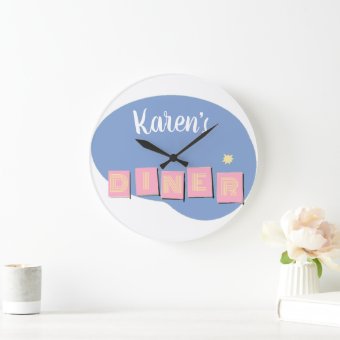 Personalized Retro Diner Sign Clock | Zazzle
