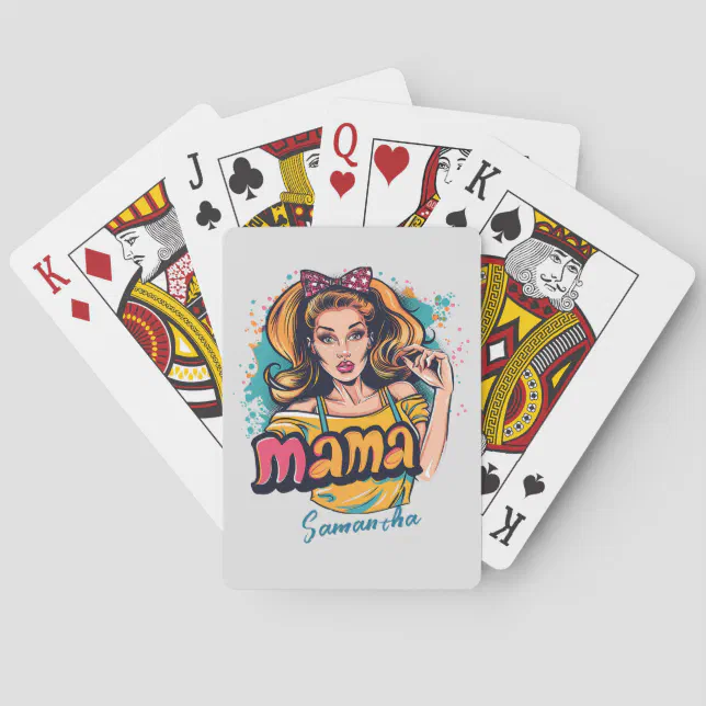 Personalized Retro Mama Pop Art (10) Poker Cards | Zazzle