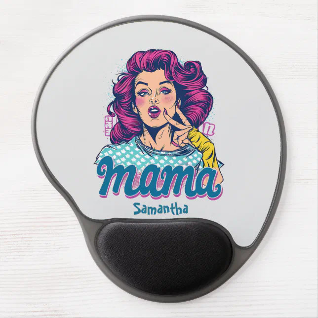 Personalized Retro Mama Pop Art (11) Gel Mouse Pad | Zazzle