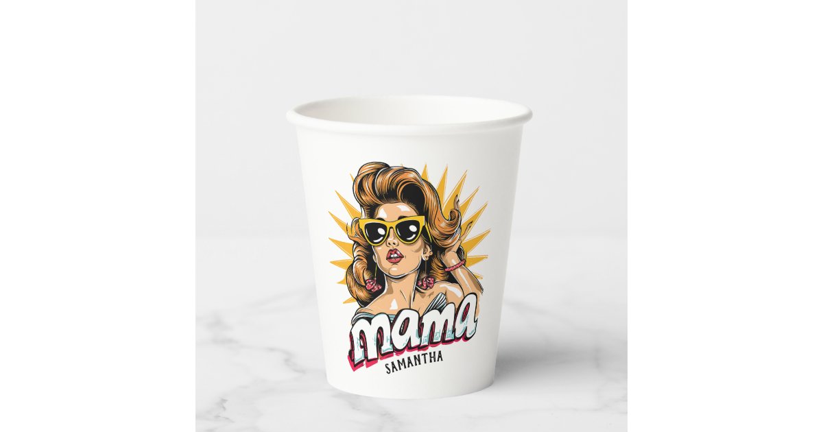 Personalized Retro Mama Pop Art 1 Paper Cups | Zazzle