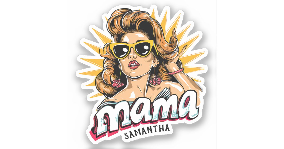 Personalized Retro Mama Pop Art 1 Sticker | Zazzle