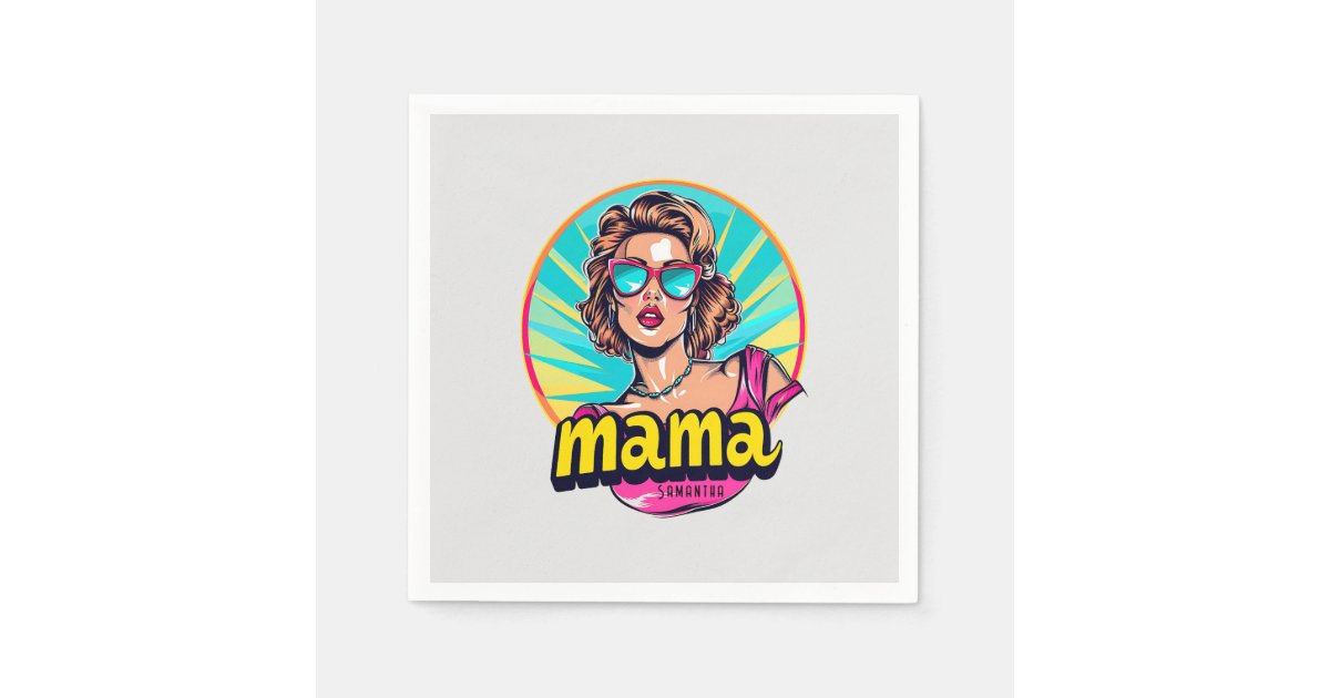 Personalized Retro Mama Pop Art (3) Napkins | Zazzle