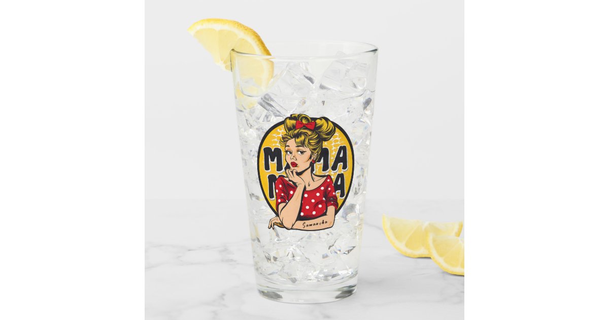 Personalized Retro Mama Pop Art (4) Glass | Zazzle
