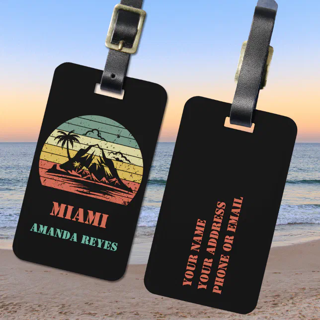 Personalized Retro Miami Luggage Tag | Zazzle