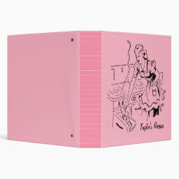 Personalized Retro Mom Cooking Pink Recipe Binder | Zazzle