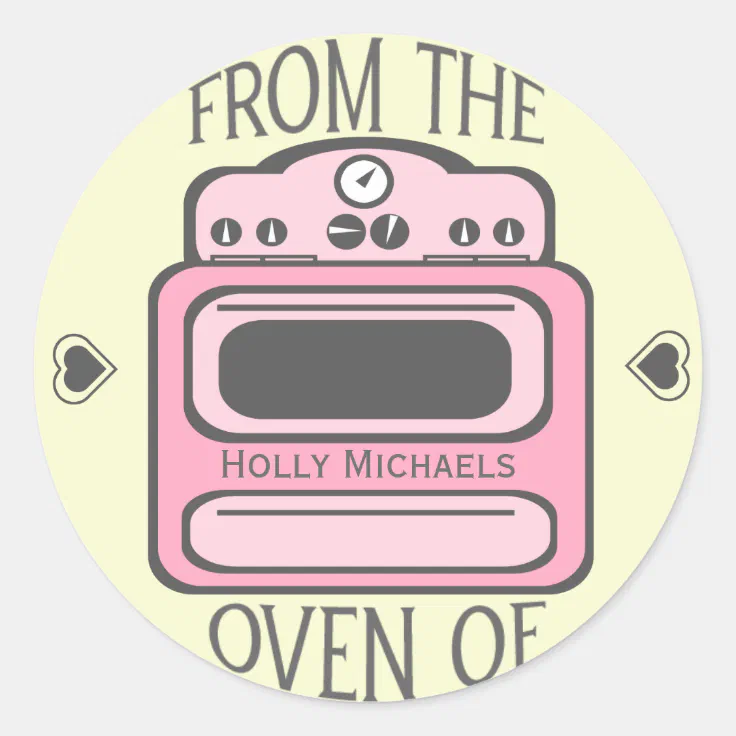 Personalized Retro Pink Oven Sticker | Zazzle