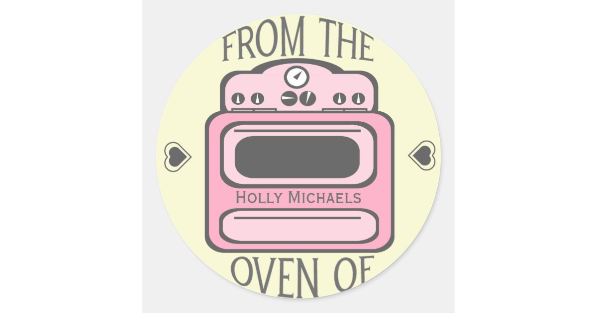 Personalized Retro Pink Oven Sticker | Zazzle
