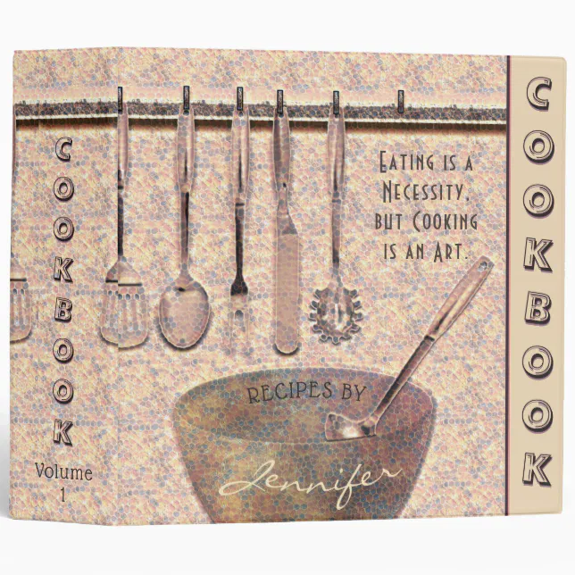 Personalized Retro Recipe Cookbook 3 Ring Binder | Zazzle