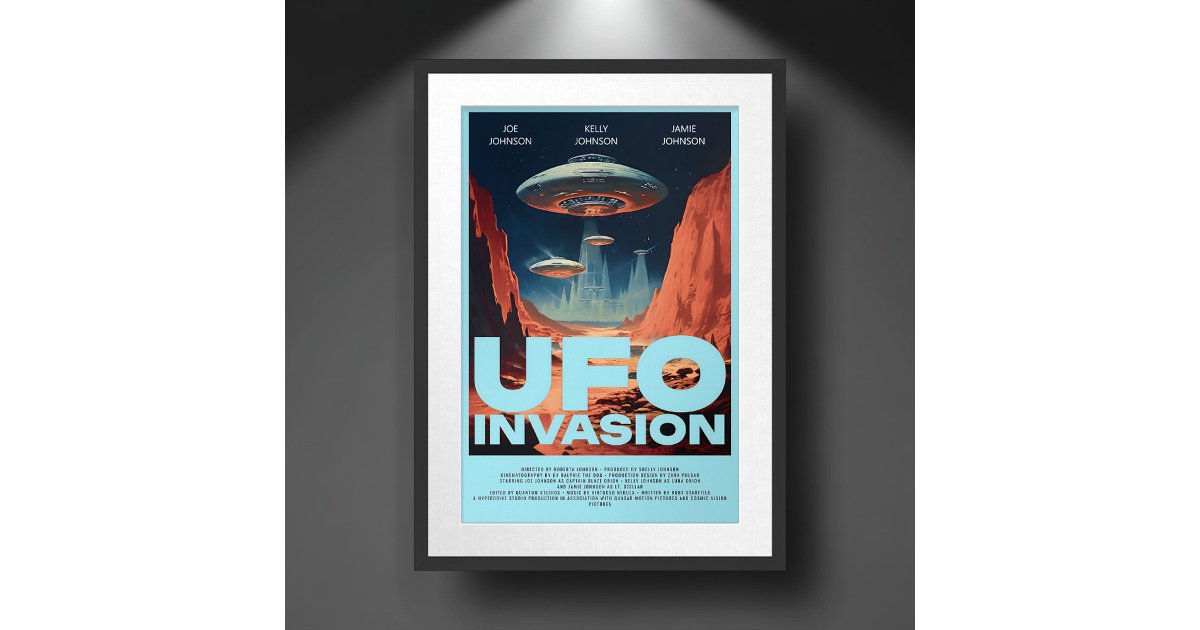 Personalized Retro Sci Fi UFO Home Theater Movie Poster | Zazzle