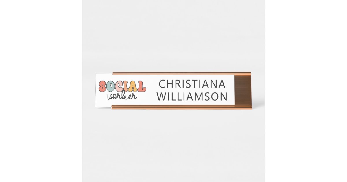 Personalized Retro Social Worker Desk Name Plate | Zazzle