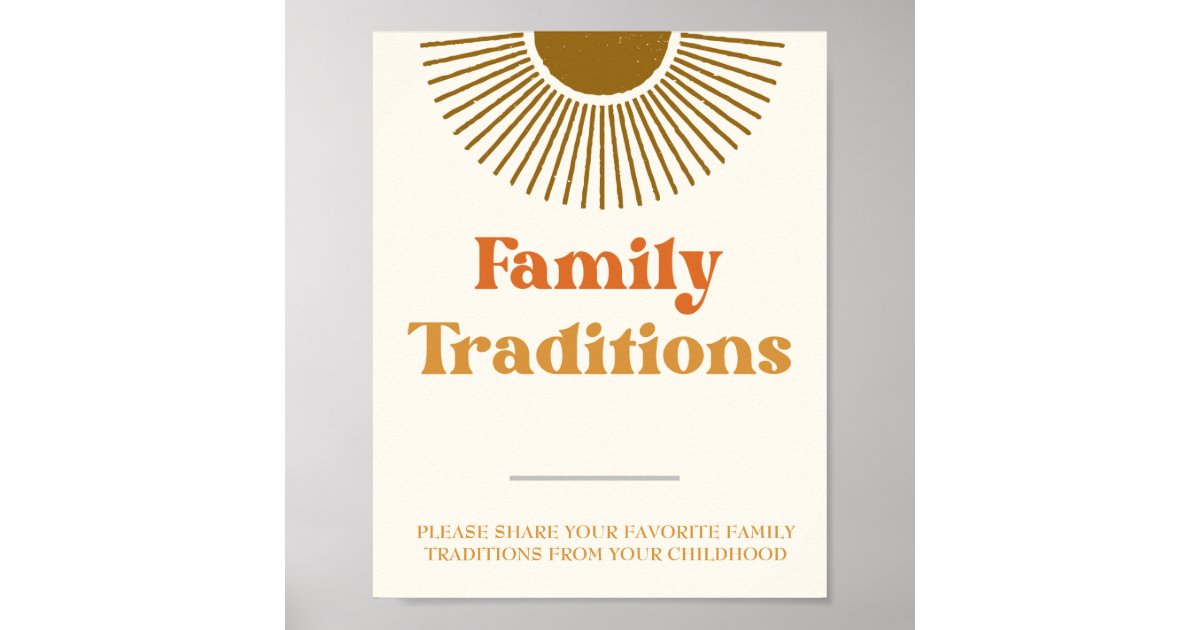 Personalized Retro Sun Family Traditions Sign | Zazzle