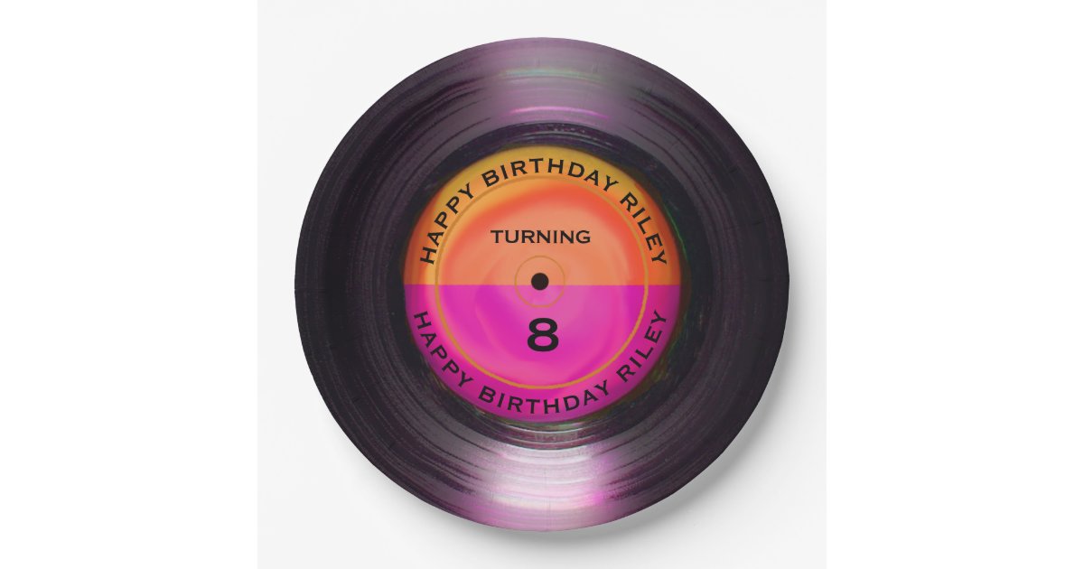 Personalized Retro Vinyl Record Birthday Party Paper Plates | Zazzle