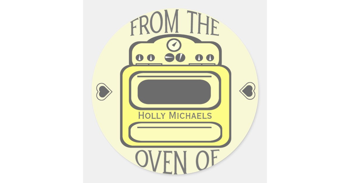 Personalized Retro Yellow Oven Sticker | Zazzle