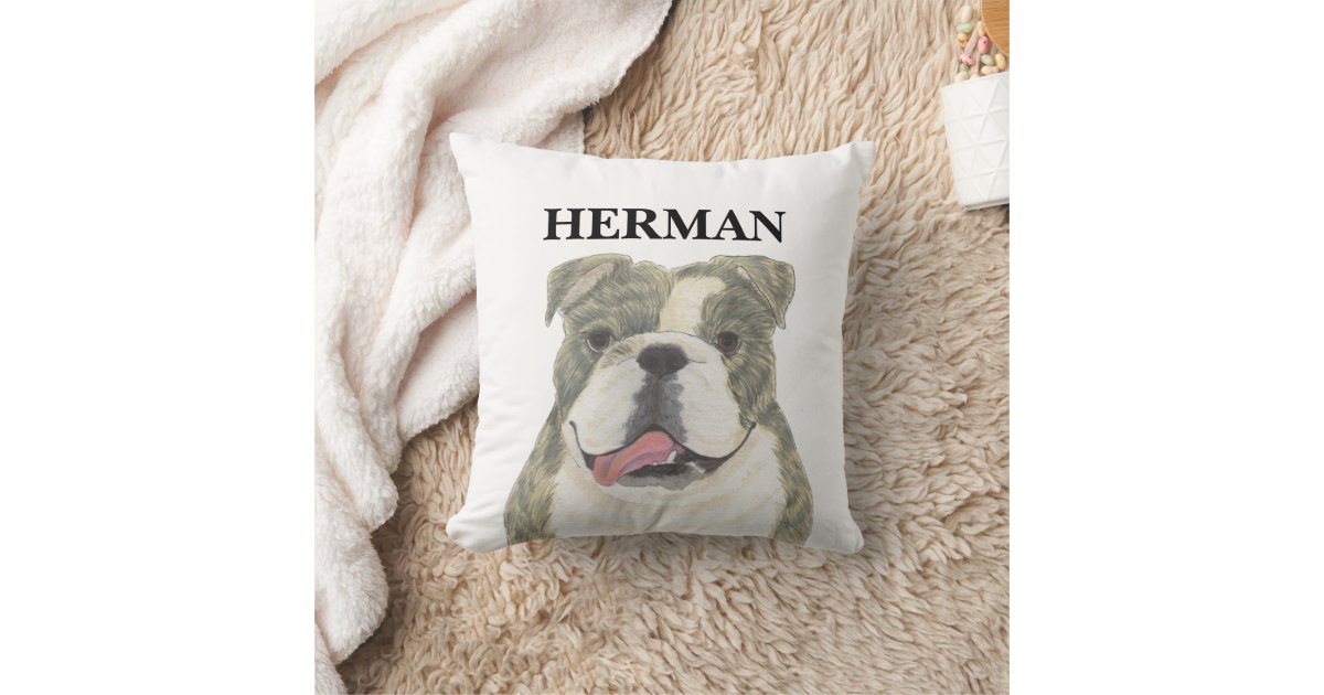Personalized Reversible Brindle English Bulldog Throw Pillow | Zazzle