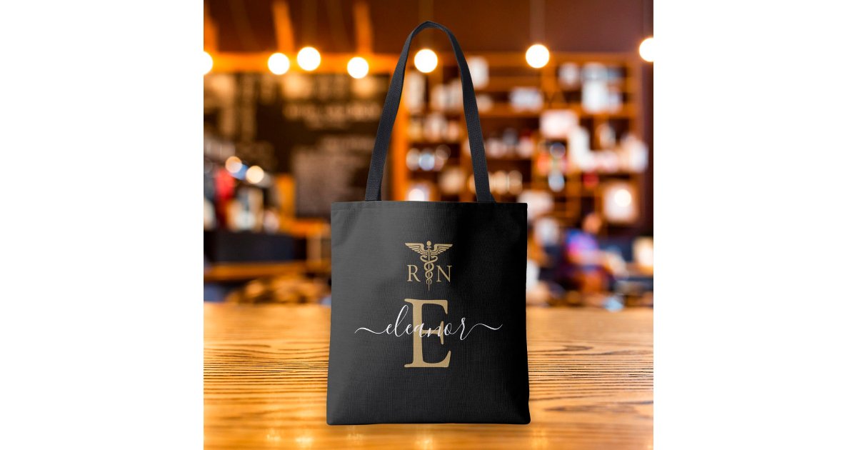 Personalized RN Registered Nurse Gold Monogram Tote Bag | Zazzle