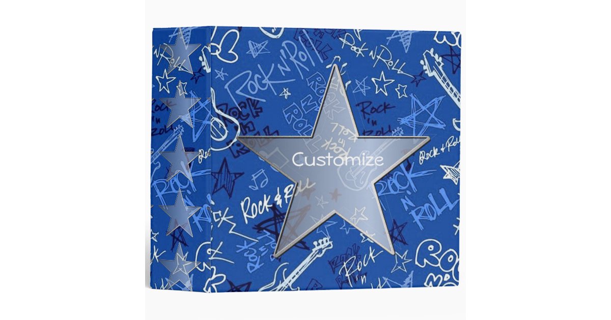 Personalized Rock and Roll Rock Star Blue Binder | Zazzle