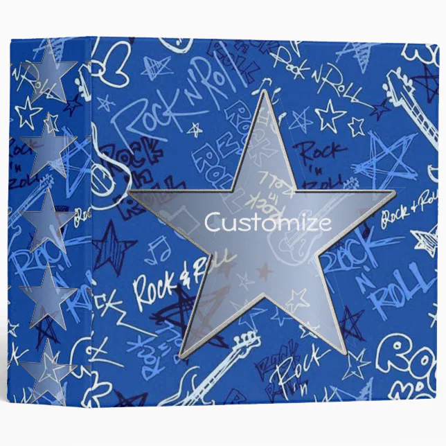 Personalized Rock and Roll Rock Star Blue Binder | Zazzle