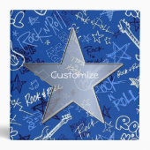 Personalized Rock and Roll Rock Star Blue Binder | Zazzle