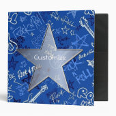 Personalized Rock and Roll Rock Star Blue Binder | Zazzle