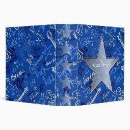 Personalized Rock and Roll Rock Star Blue Binder | Zazzle