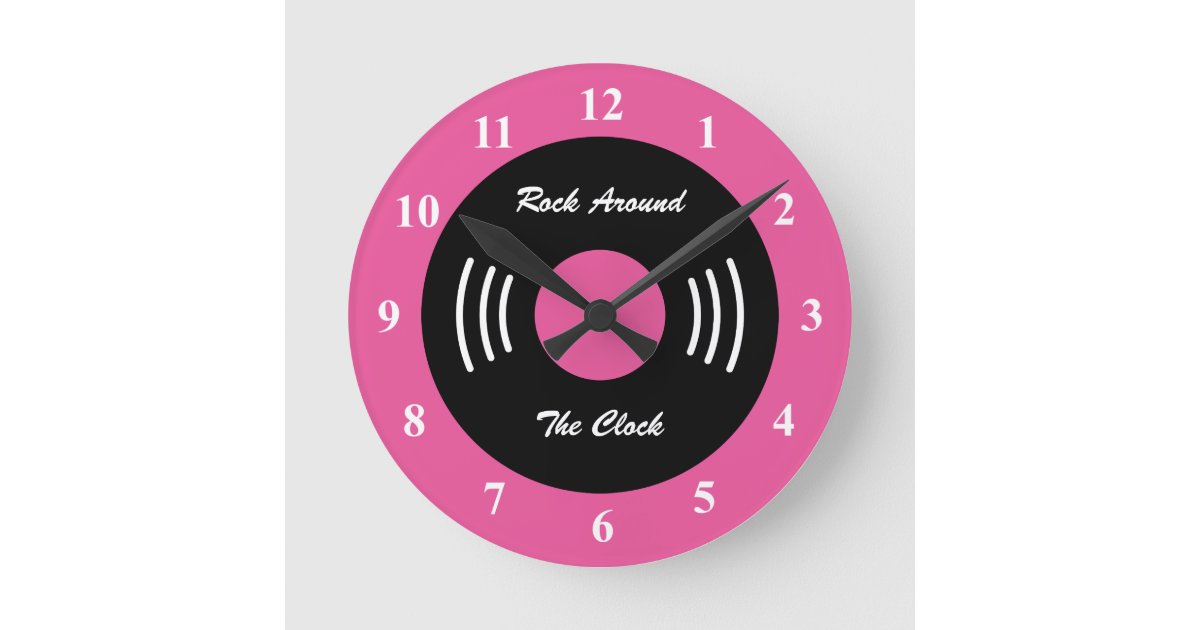 Personalized rock and roll wall clock | Zazzle