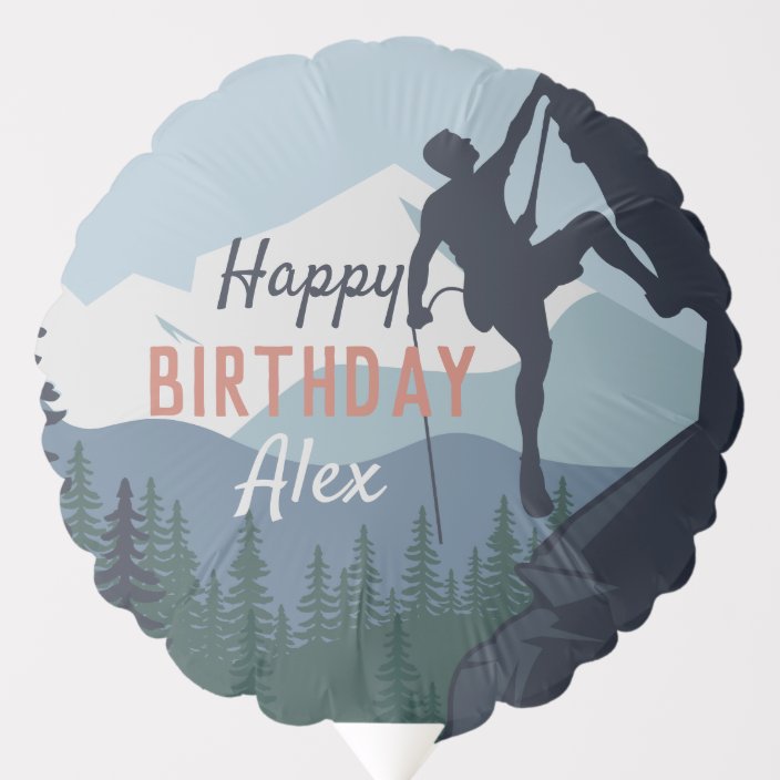 Personalized Rock Climbing Theme Happy Birthday Balloon | Zazzle.com