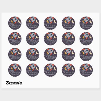 Personalized Rocket Kids Birthday Stickers | Zazzle
