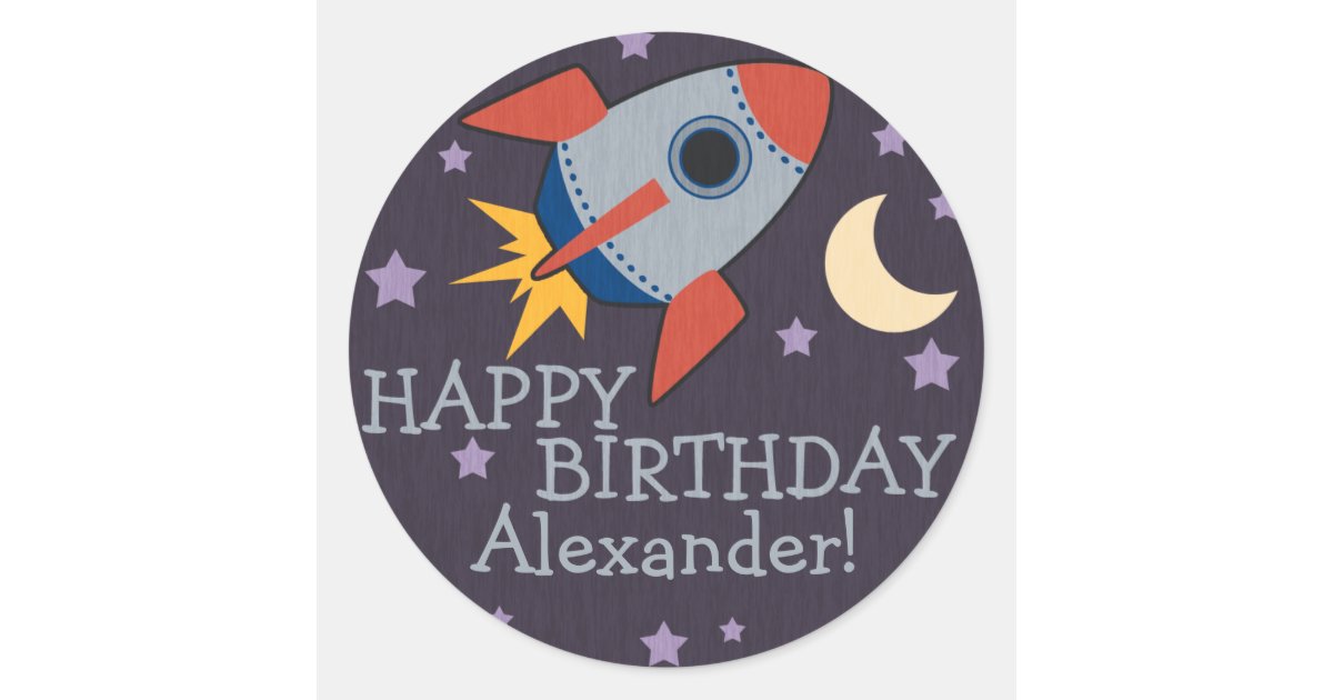 Personalized Rocket Kids Birthday Stickers | Zazzle